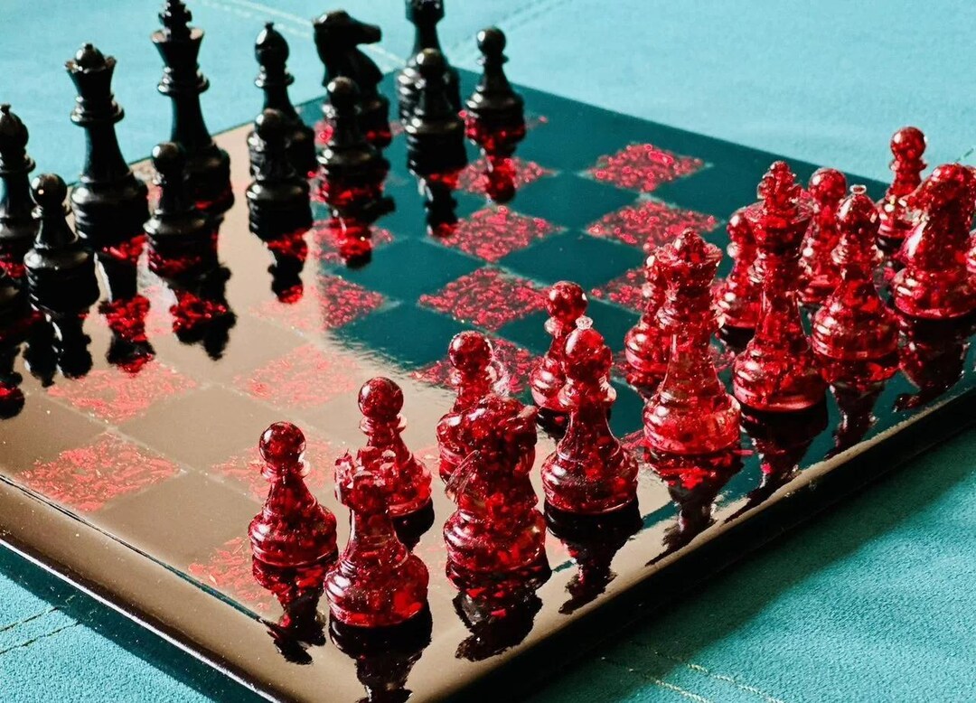 Handmade Resin Chess Set “FIRE” | Epoxy Chess Art |artisan Chessboard ...