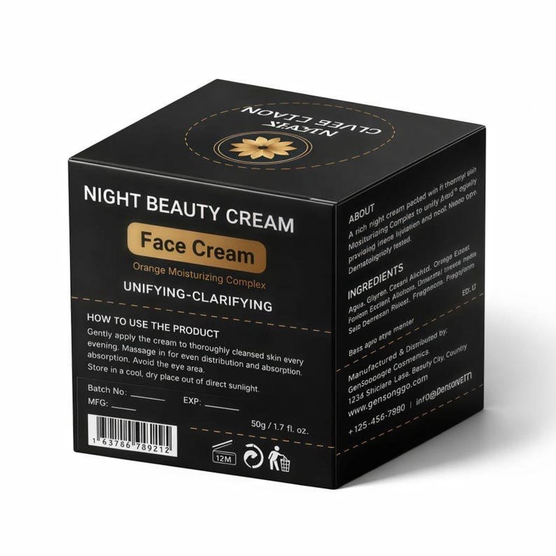 Luxury Cream Box Template| Cosmetic Night Cream Packaging|editable ...