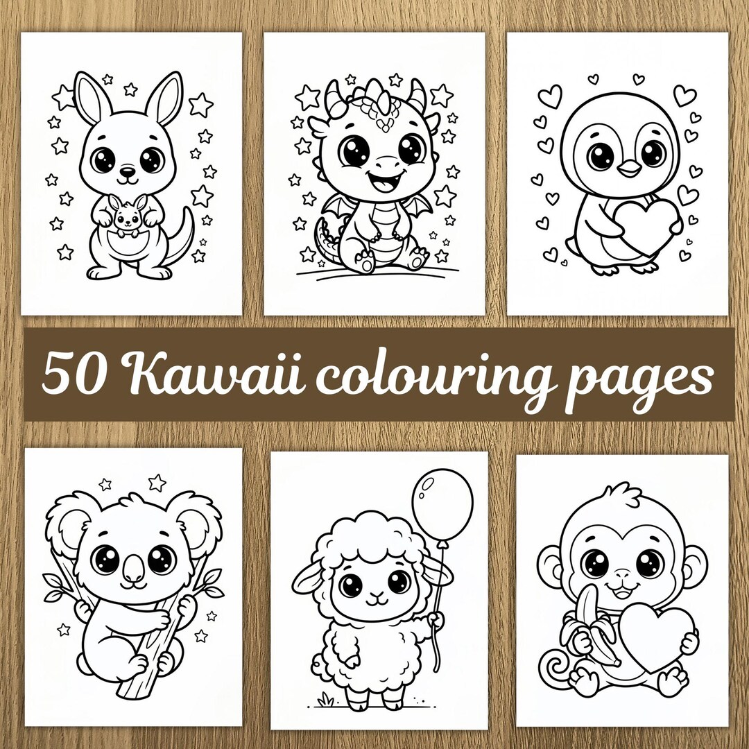 Kawaii Baby Animal Colouring Pages| Print Ready for Kids and Adults ...
