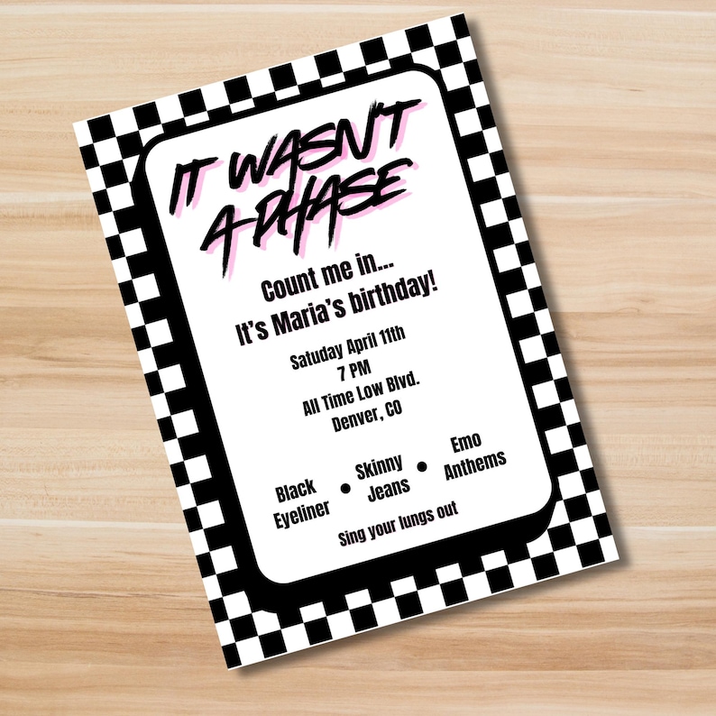 Editable Teen Birthday Invitation Canva Template Alt Grunge Party ...