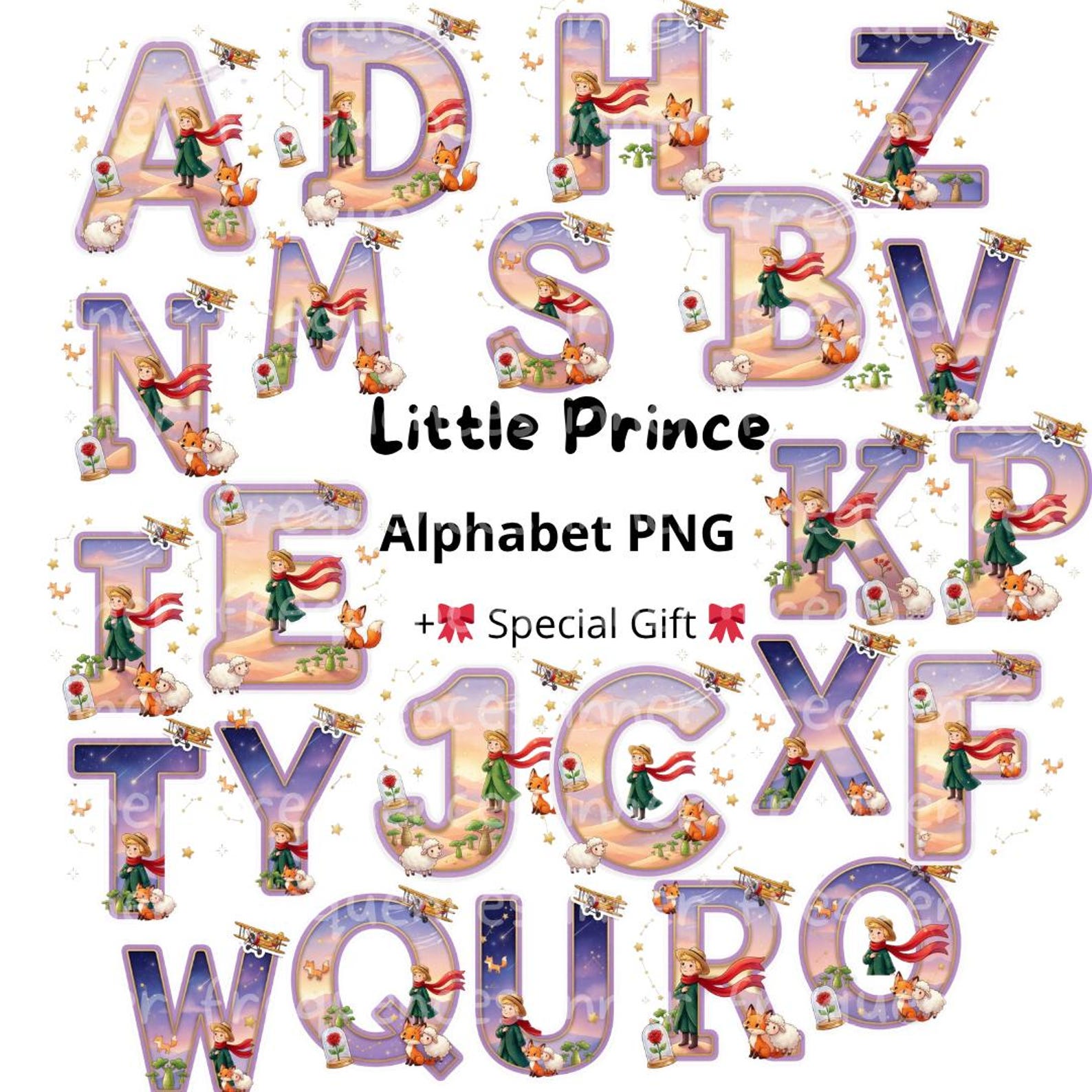Whimsical Watercolor Alphabet A-Z Bundle • 26 PNG + Bonus • Dreamy ...