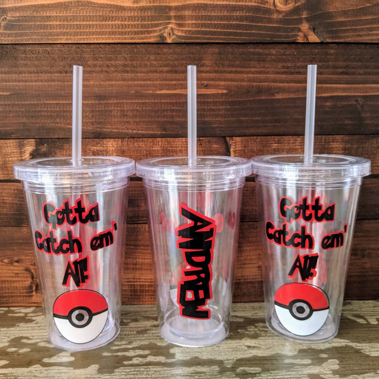 Pokemon Tumbler Party Favors. Pokemom Cups. Pokemon Party. - Etsy