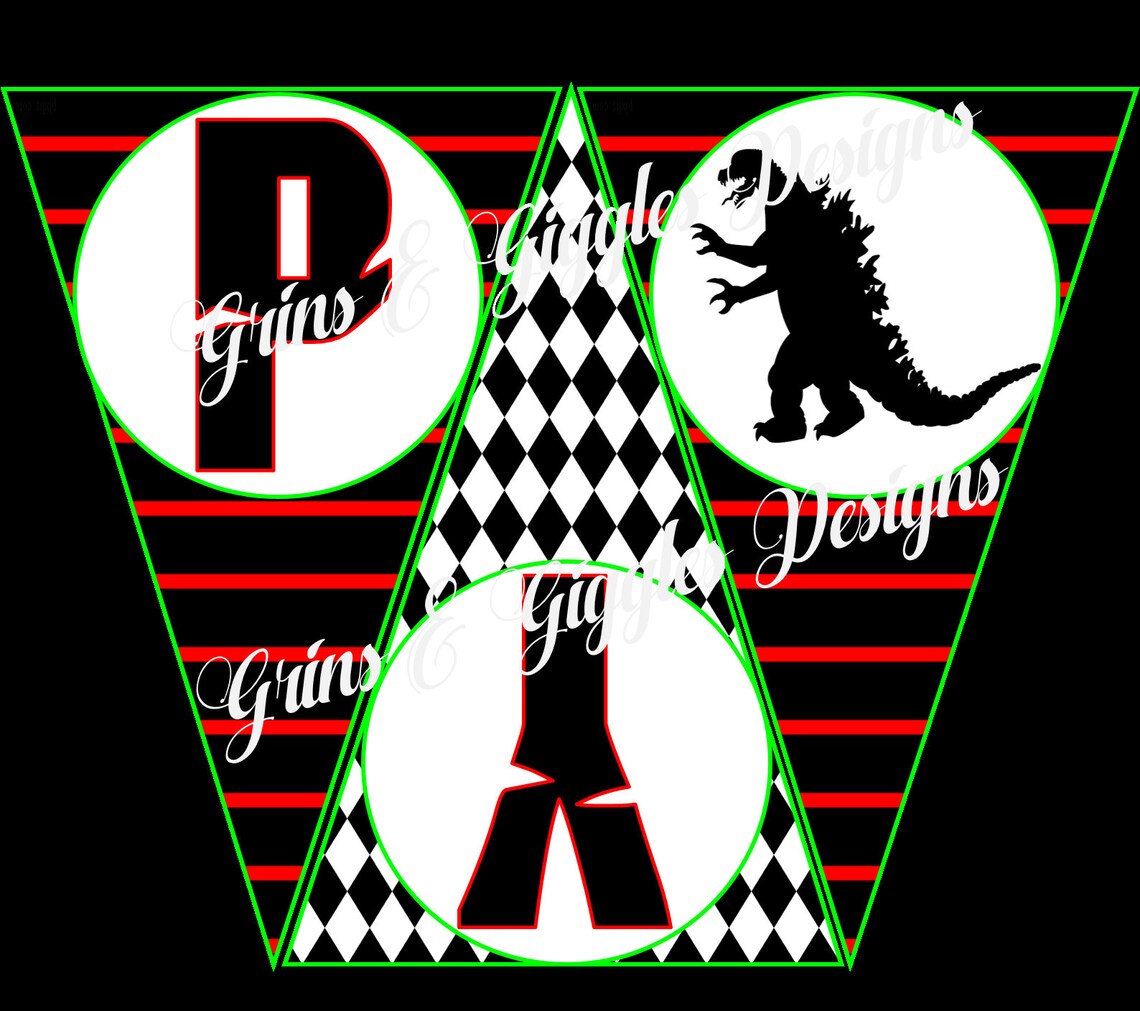 Godzilla Birthday Banner INSTANT DOWNLOAD. Godzilla Birthday. | Etsy