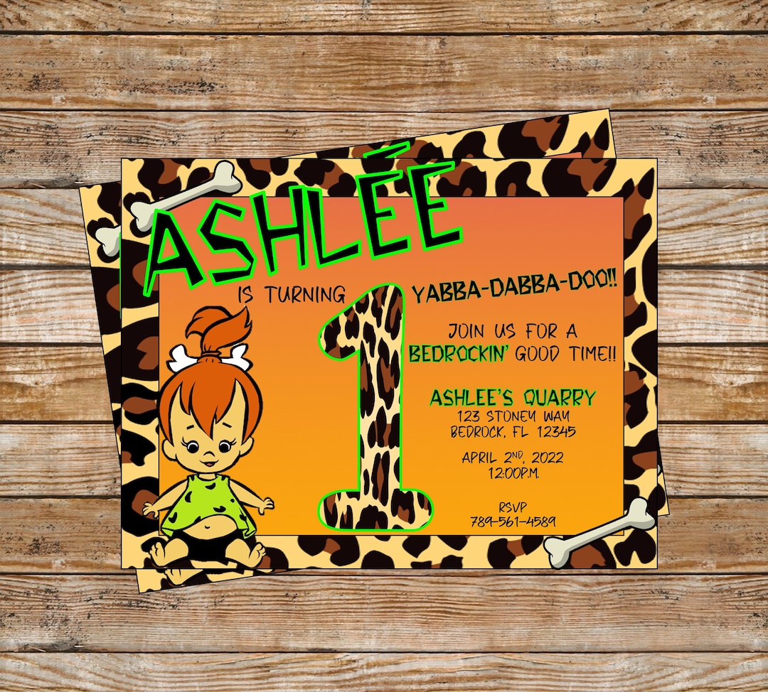 Flintstones Pebbles Bedrock Birthday Invite. Flintstones Party. Pebbles ...