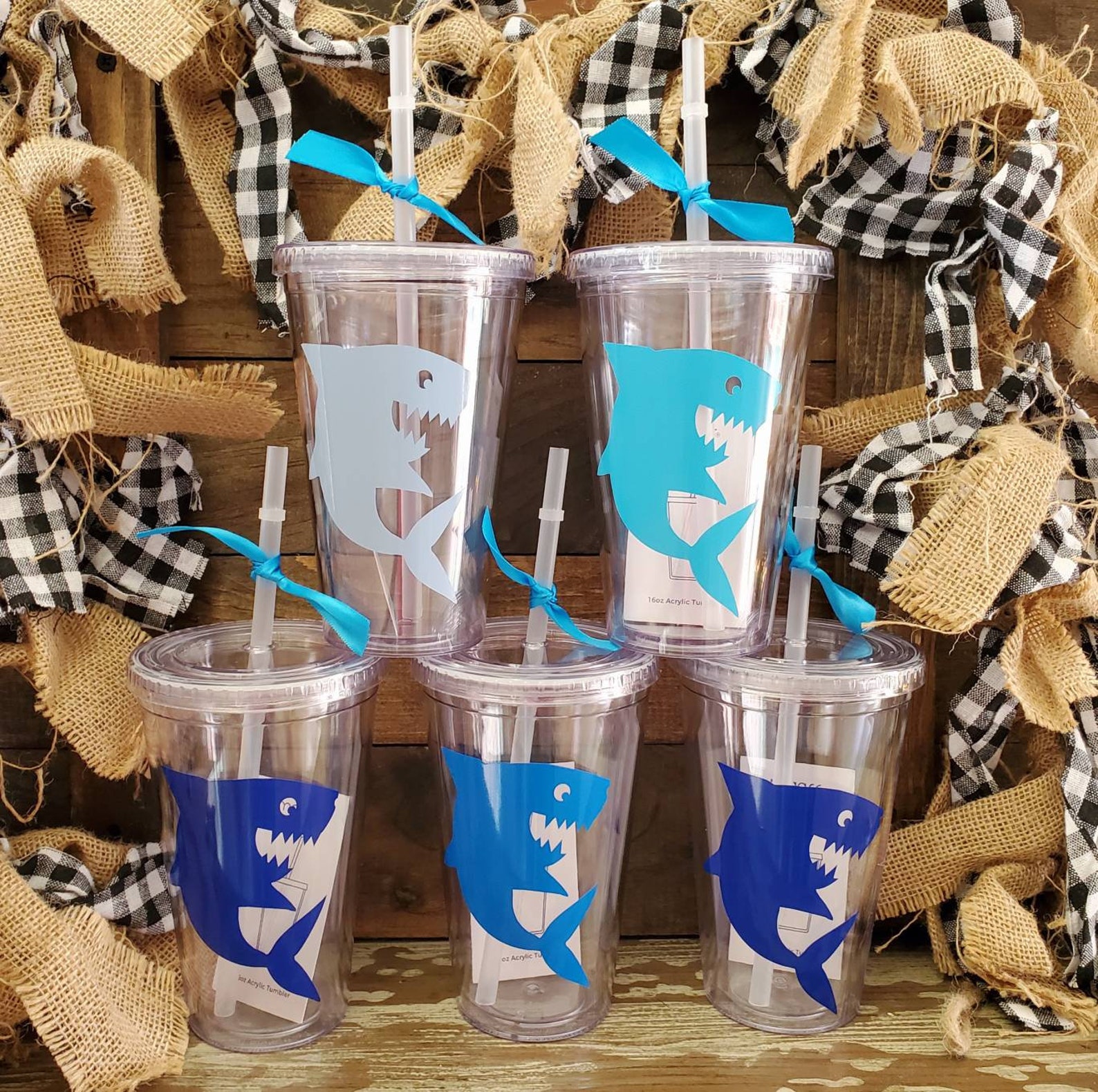 Shark Tumbler Party Favors. Shark Cups. Shark Party. Shark Gifts. Shark ...