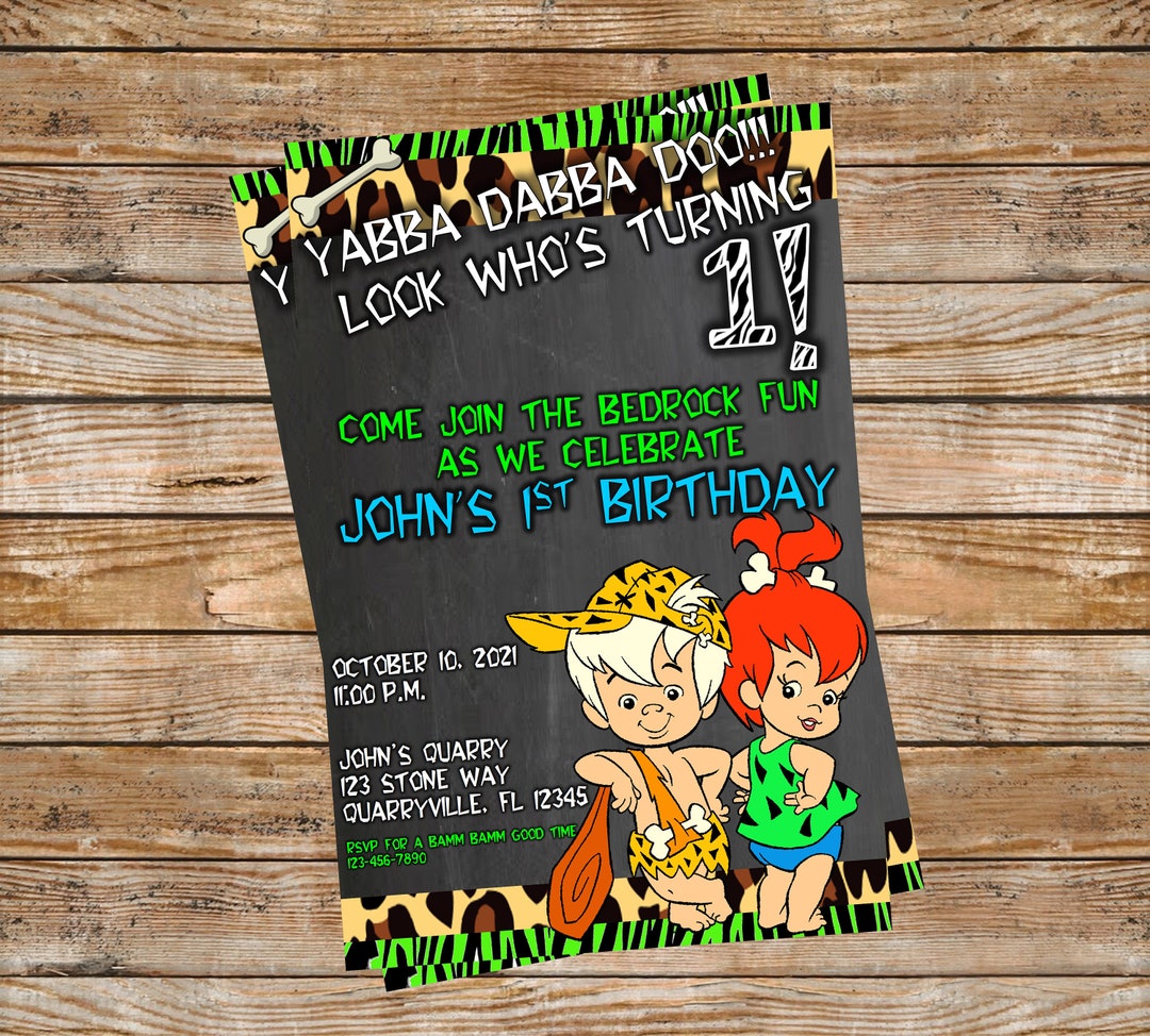 Flintstones Pebbles Birthday Invite. Flintstones Invite. Pebbles Invite ...