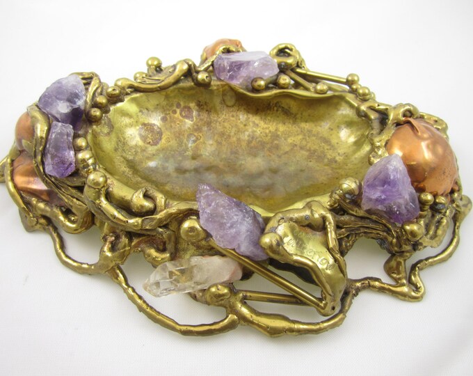 Copa Collection Brass Amethyst Quartz Brutalist Style Ring Dish Soap ...