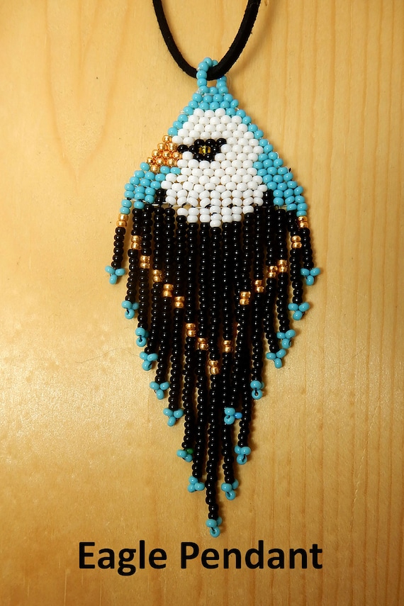 Eagle Pendant. Seed Bead Weaving Bald Eagle Strung on Black | Etsy
