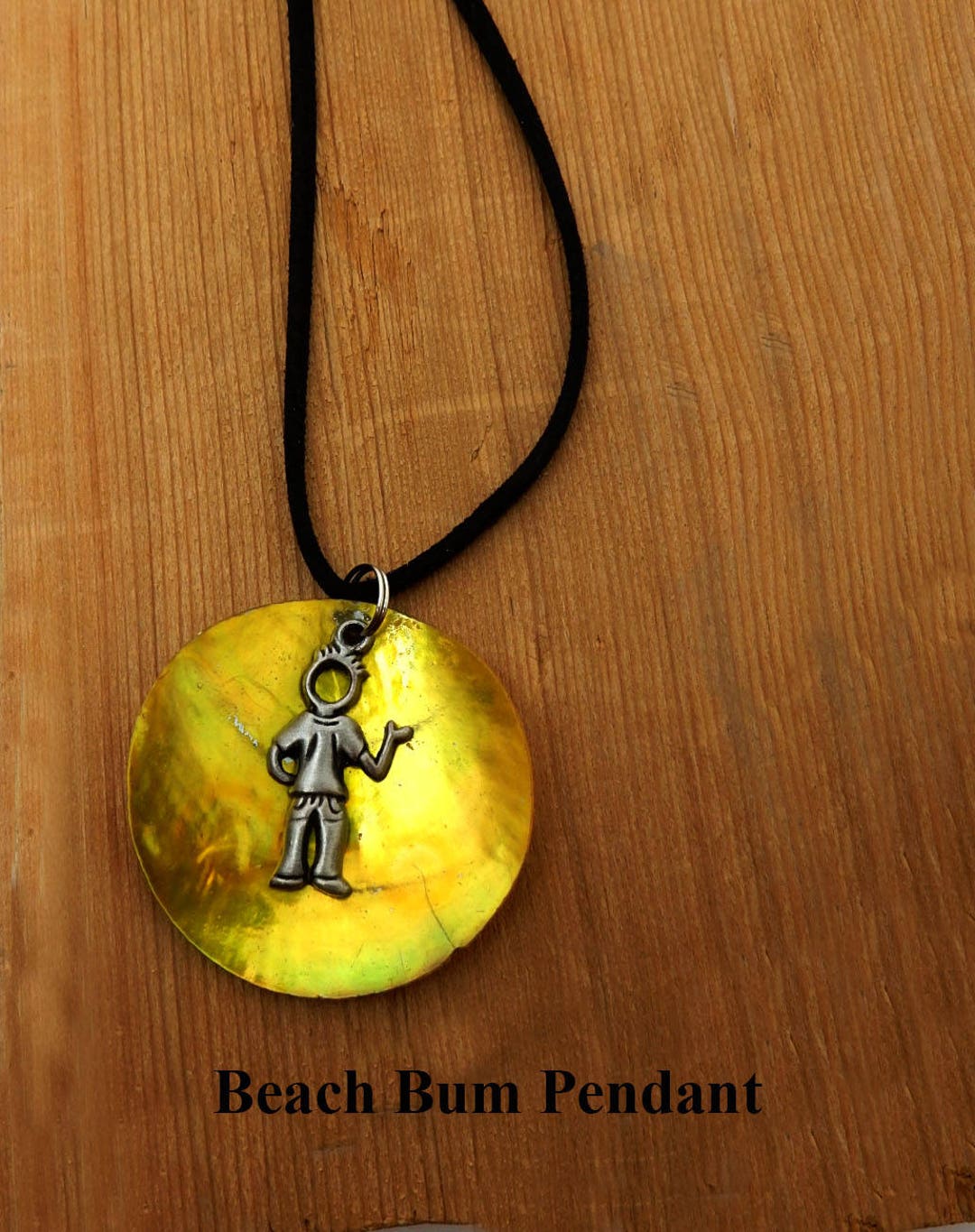 Beach Bum Pendant. Pewter Beach Bum on a Circle of Shell. Gift of Him ...