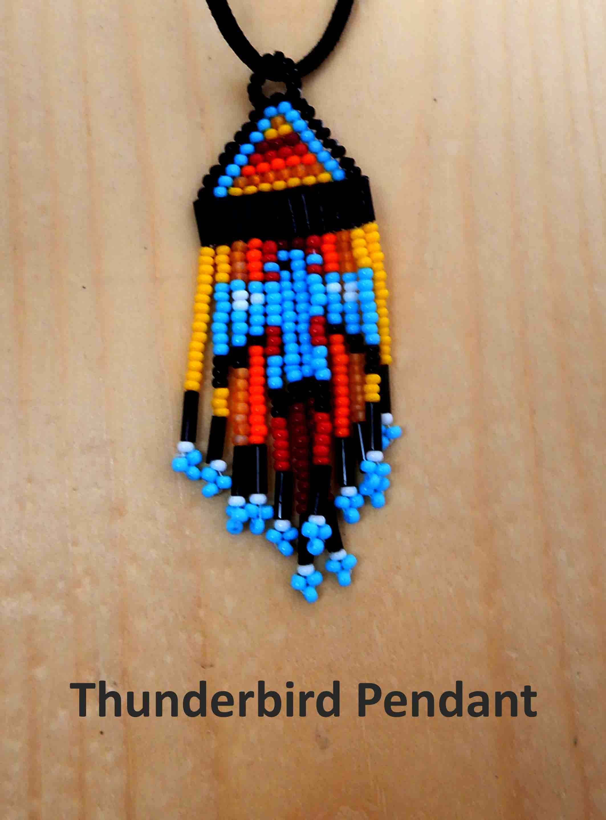 Thunder Bird Pendant. Seed Bead Colorful Thunderbird on Black - Etsy