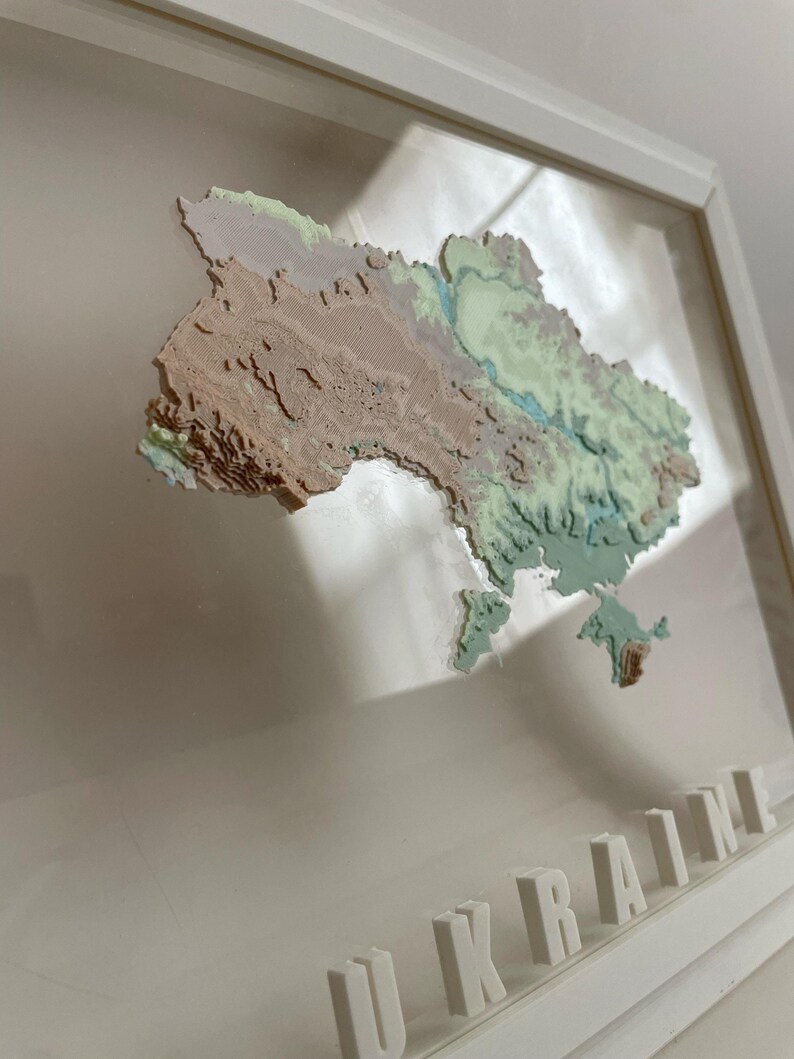 Ukraine - 3D Printed Relief Map on Acrylic, With Frame - Etsy