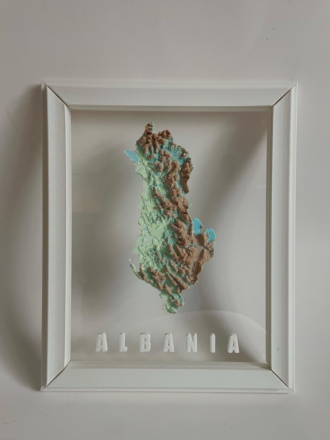 Albania - 3D Printed Relief Map on Acrylic, With Frame - Etsy