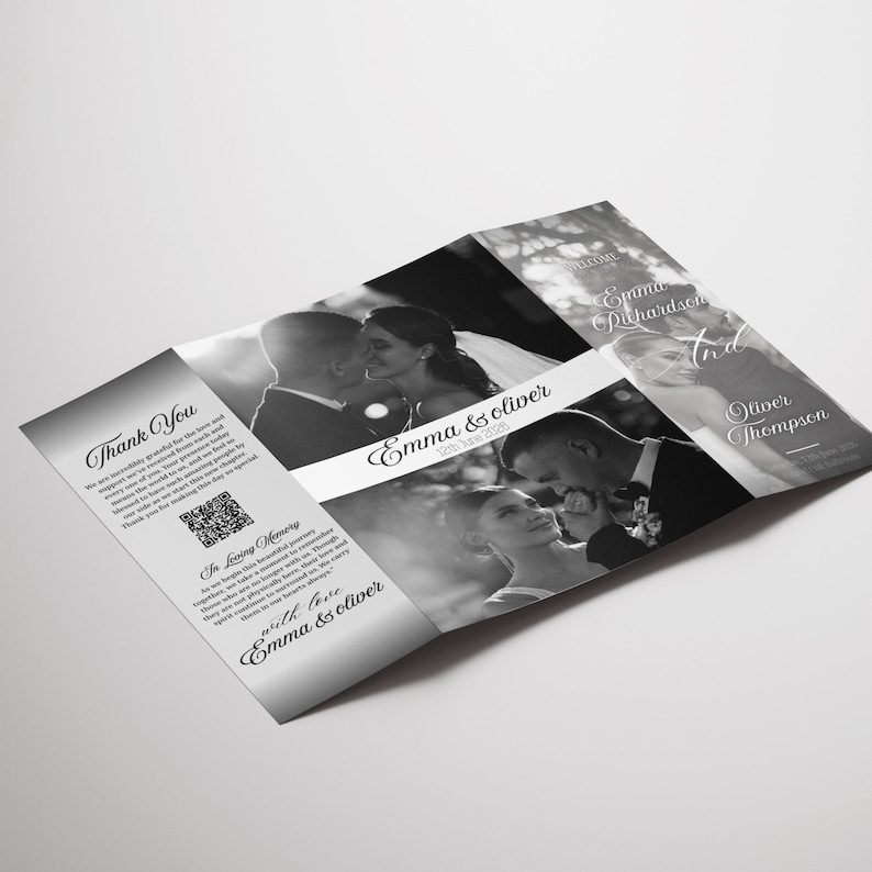 Trifold Wedding Program Template, Elegant Modern Wedding Brochure With ...