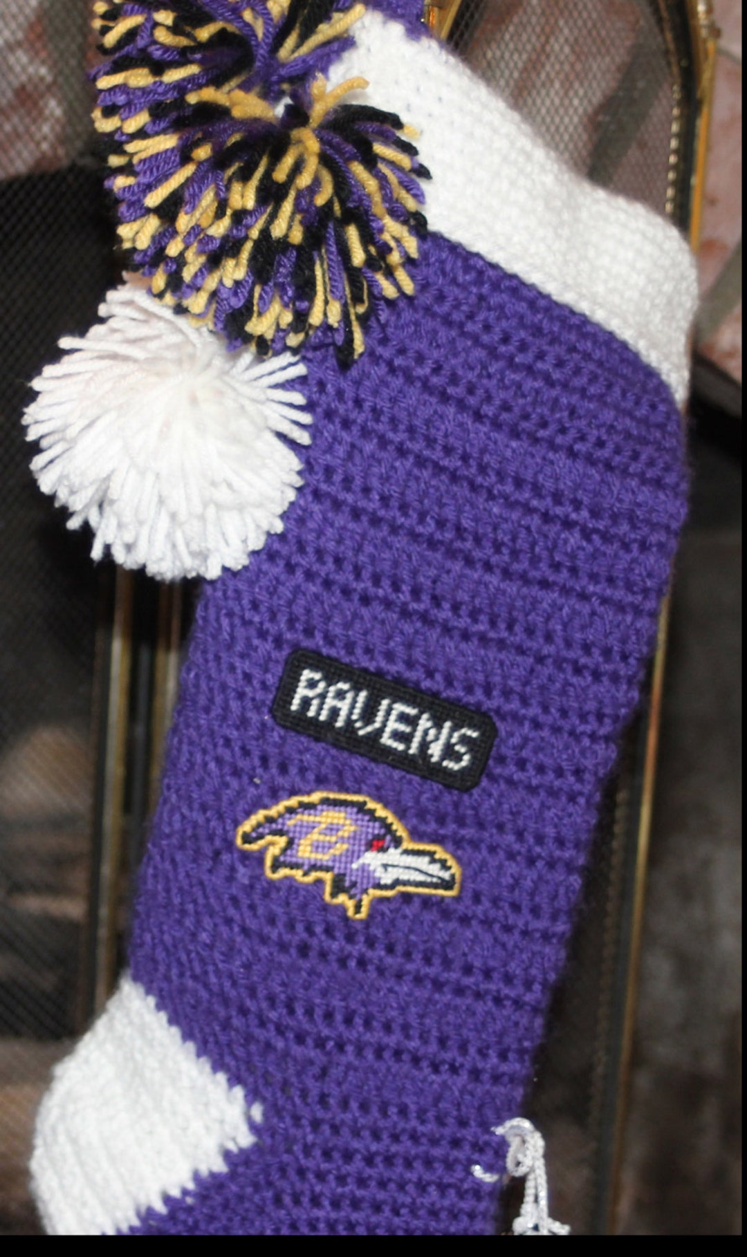 SALE Christmas Stocking Baltimore Ravens Inspired Crochet - Etsy