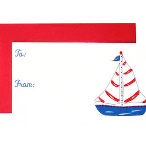 Nautical Red White Blue Sailboat Gift Enclosure Cards - Etsy