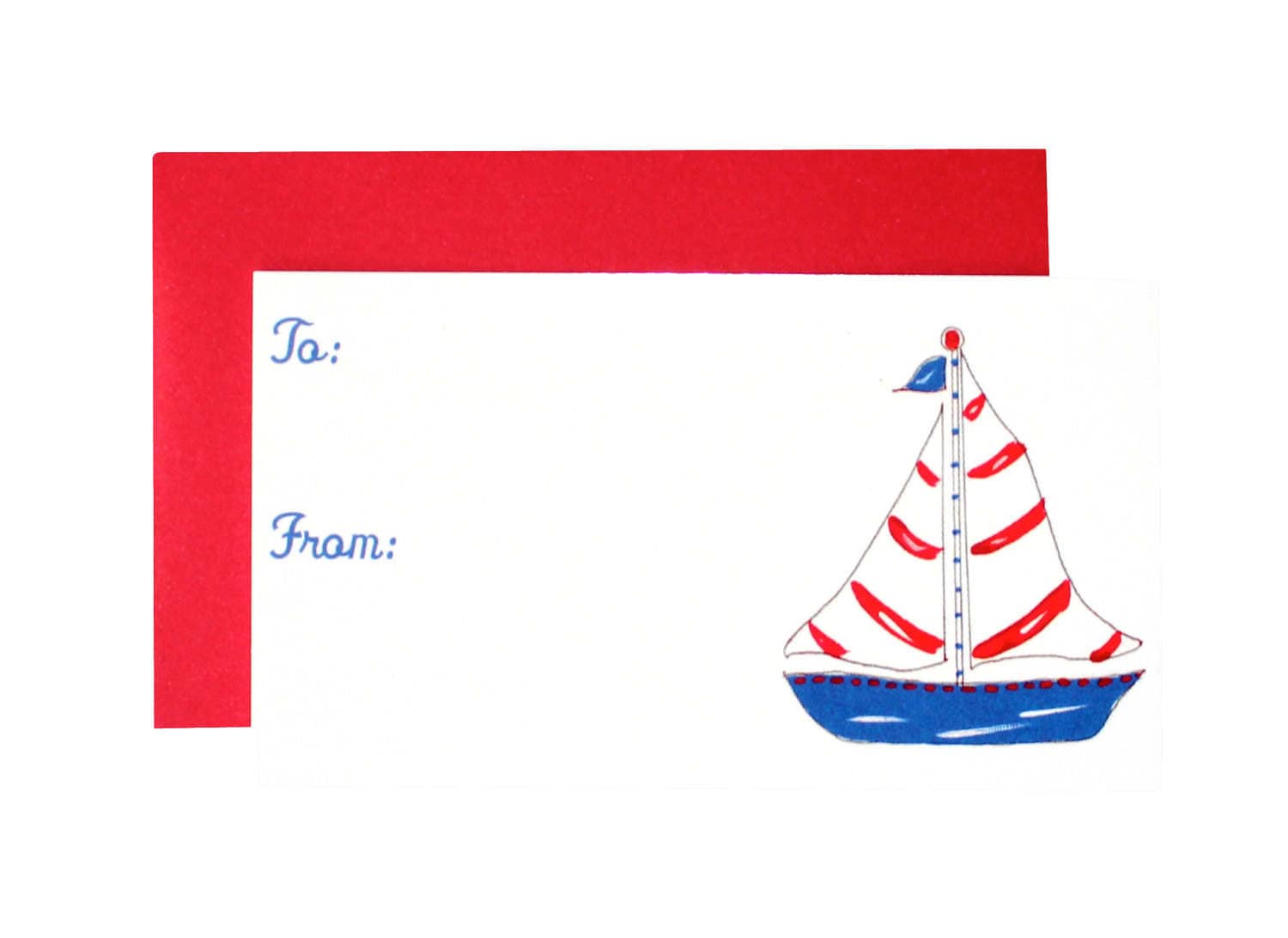 Nautical Red White Blue Sailboat Gift Enclosure Cards - Etsy