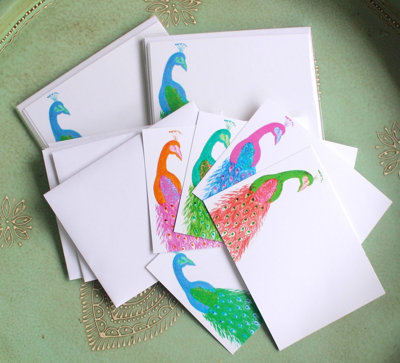 Peacock Note Card Set - Etsy