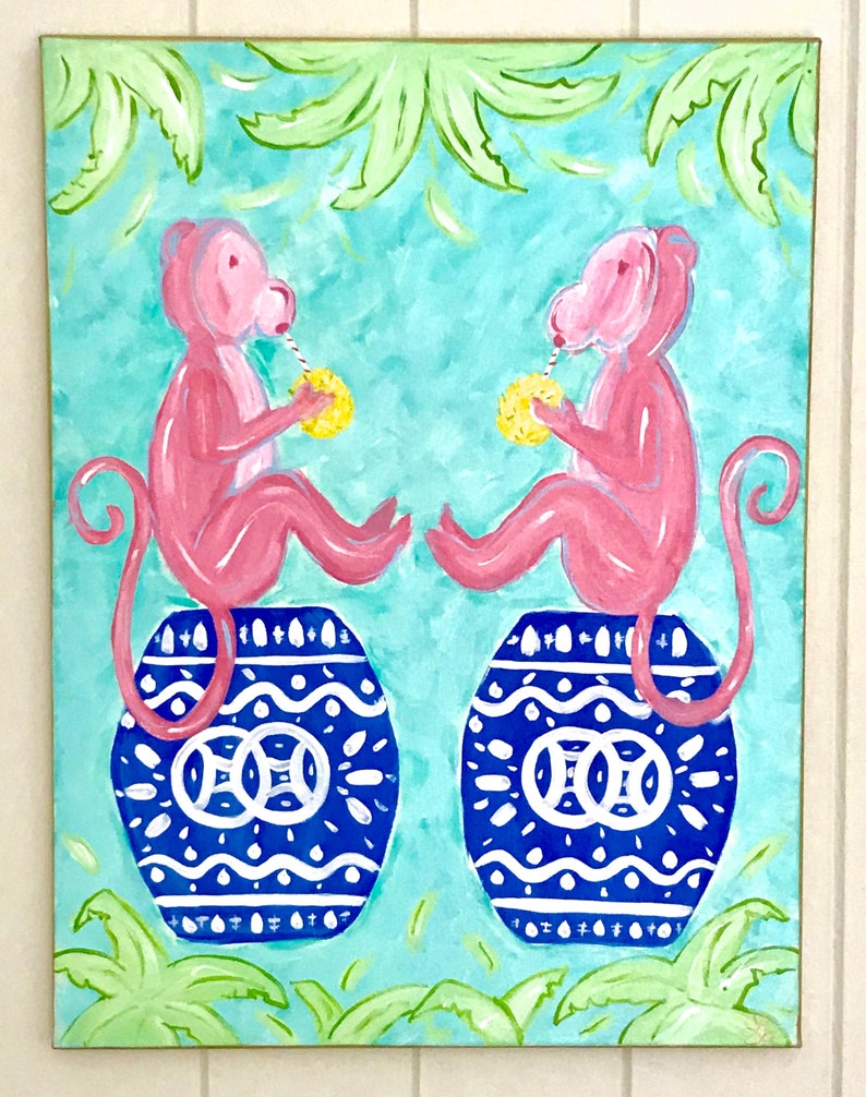 Whimsical Monkey Canvas Art | Etsy