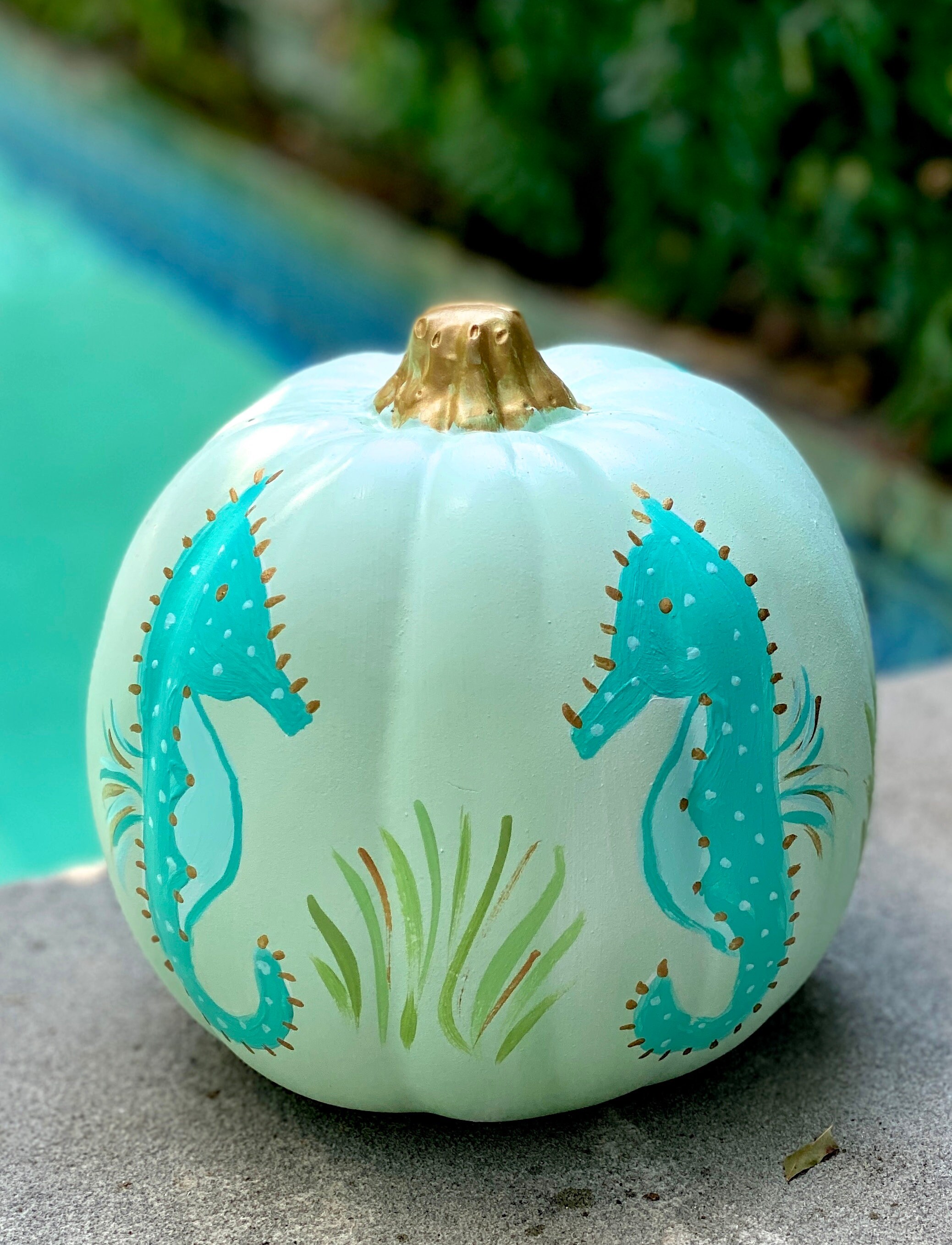 Small Coastal Painted Pumpkins Turquoise Crab, Octopus Sand Dollar ...