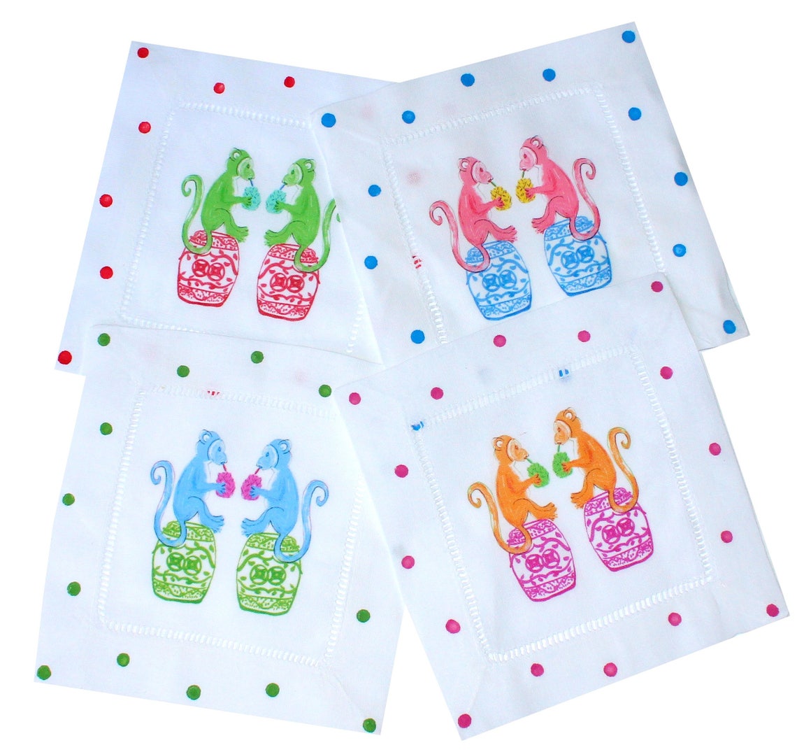 Chinoiserie Monkey Cocktail Napkins | Etsy