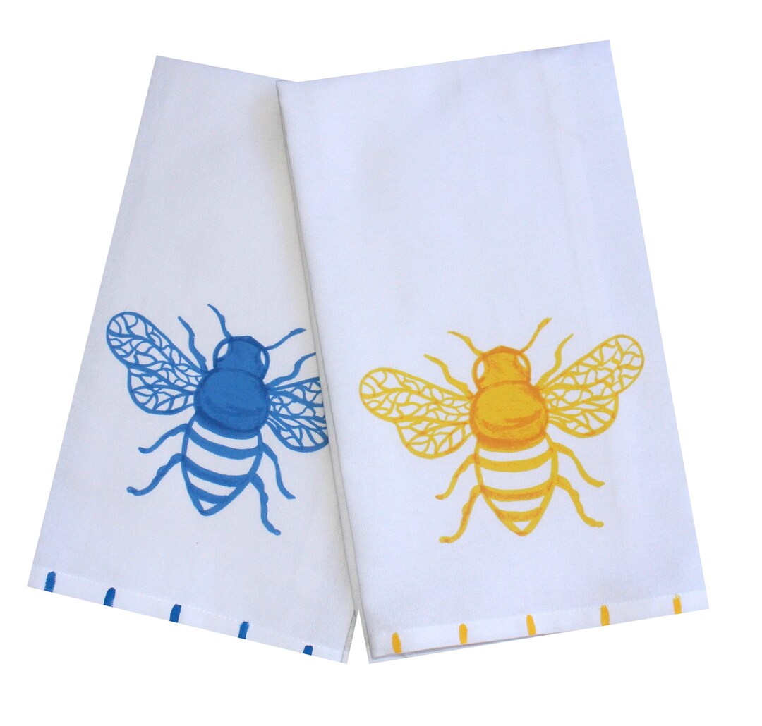 Honey Bee Cotton Kitchen Towel: Hand-painted Accents - Etsy