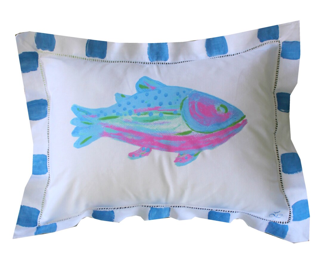 Blue and Pink Rainbow Trout Fish Pillow - Etsy Australia
