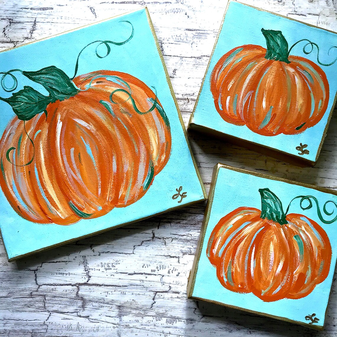 Fall Pumpkin Mini Original Art | Etsy
