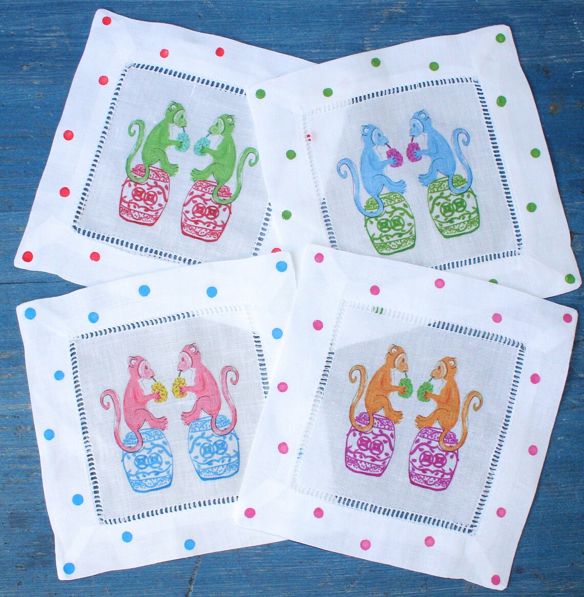 Chinoiserie Monkey Cocktail Napkins | Etsy