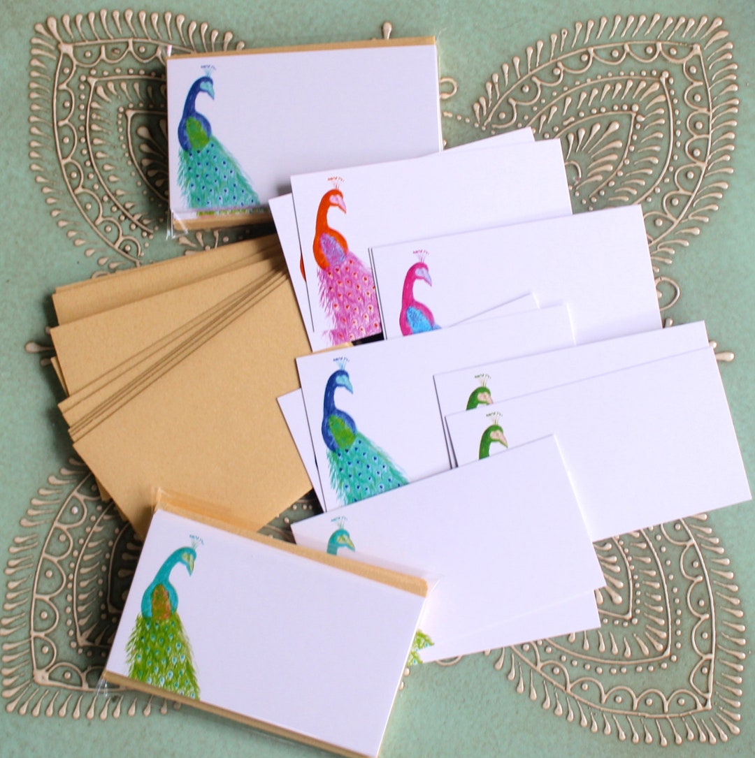 Colorful Peacock Gift Enclosure Card Set - Etsy