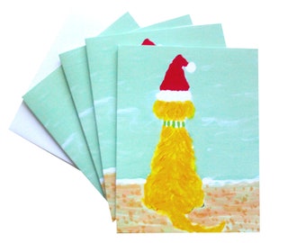Black Lab Beach Santa Dog Note Card Set - Etsy