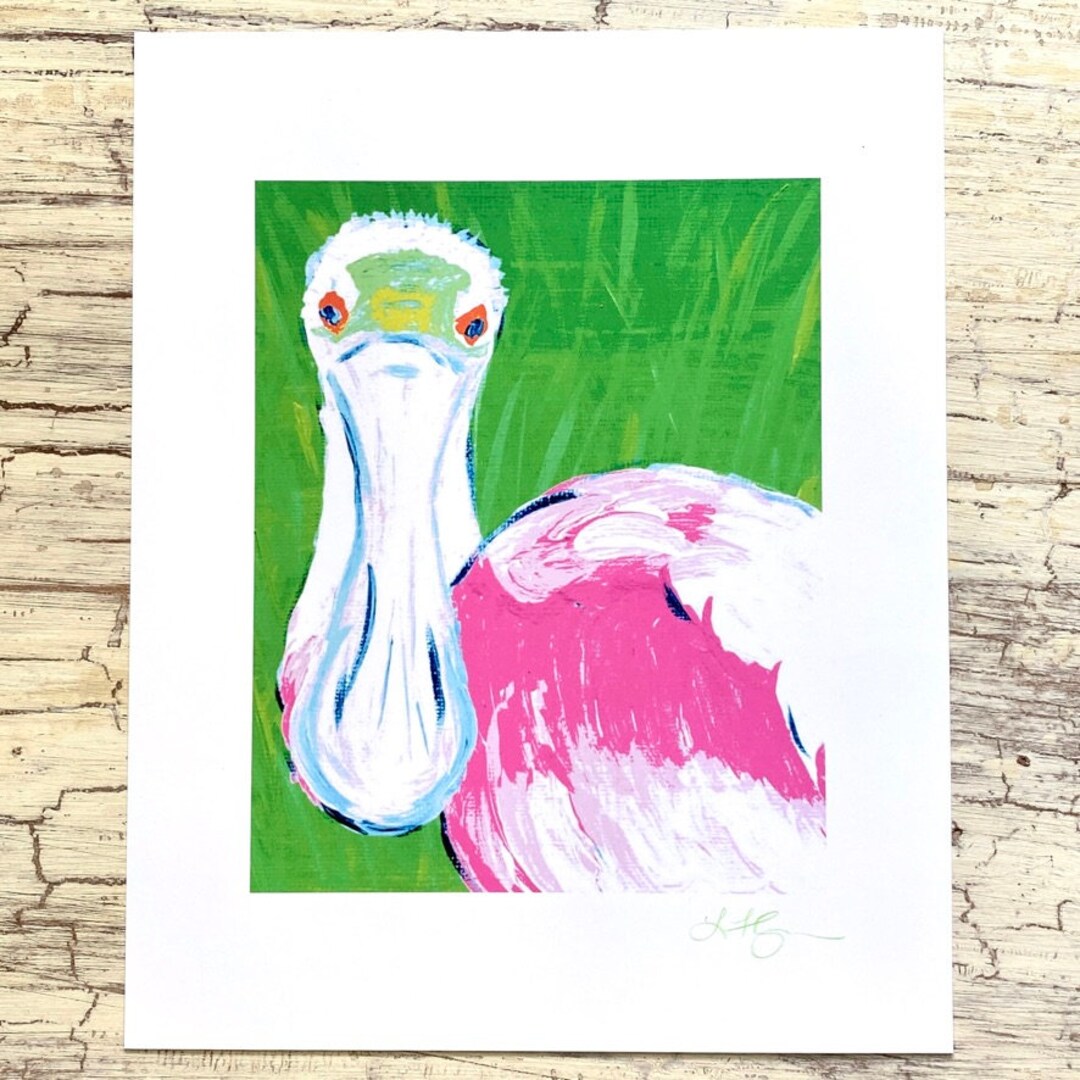 Pink Spoonbill Tropical Bird Art Print 8x10 - Etsy