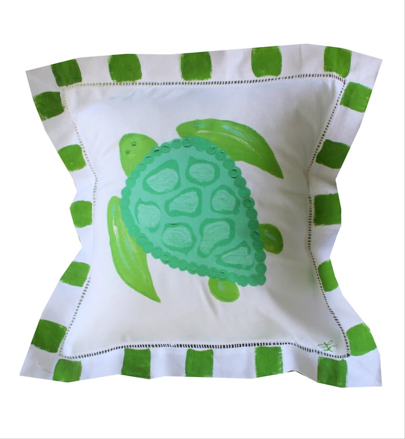 Green and Turquoise Sea Turtle Beach Pillow - Etsy