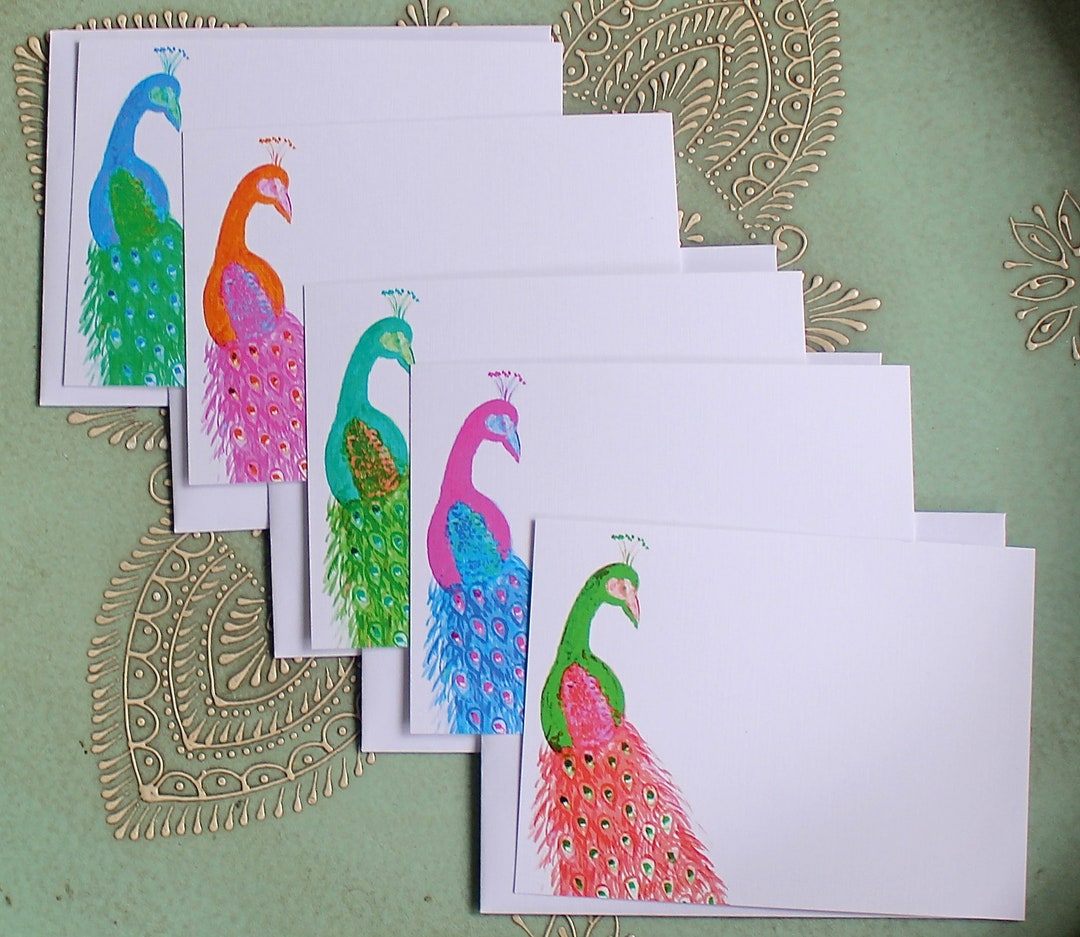 Peacock Note Card Set - Etsy