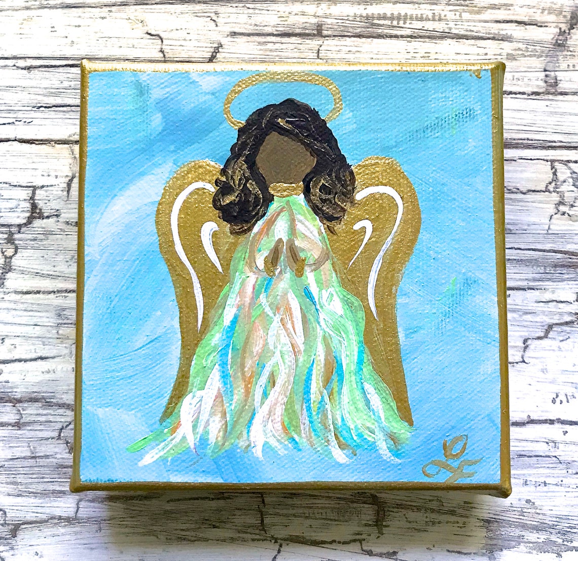 African American Angel Original Art Canvas Holiday Decor | Etsy