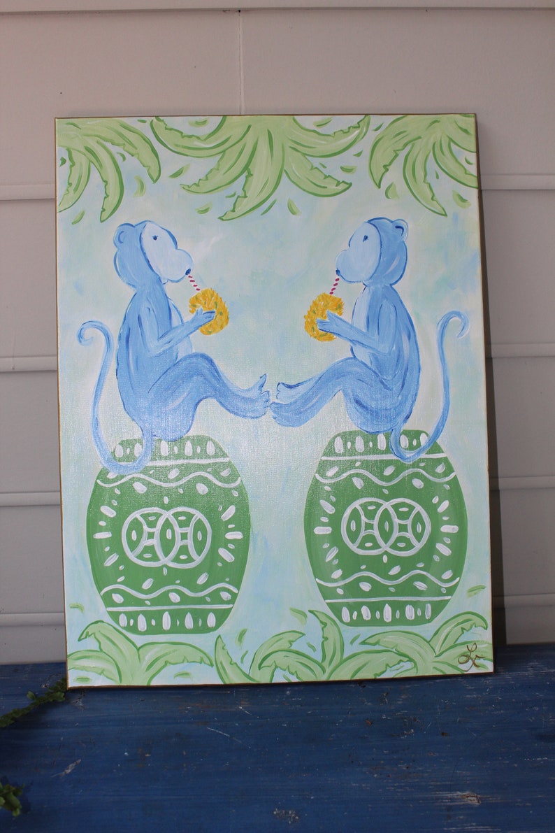 Whimsical Monkey Canvas Art - Etsy