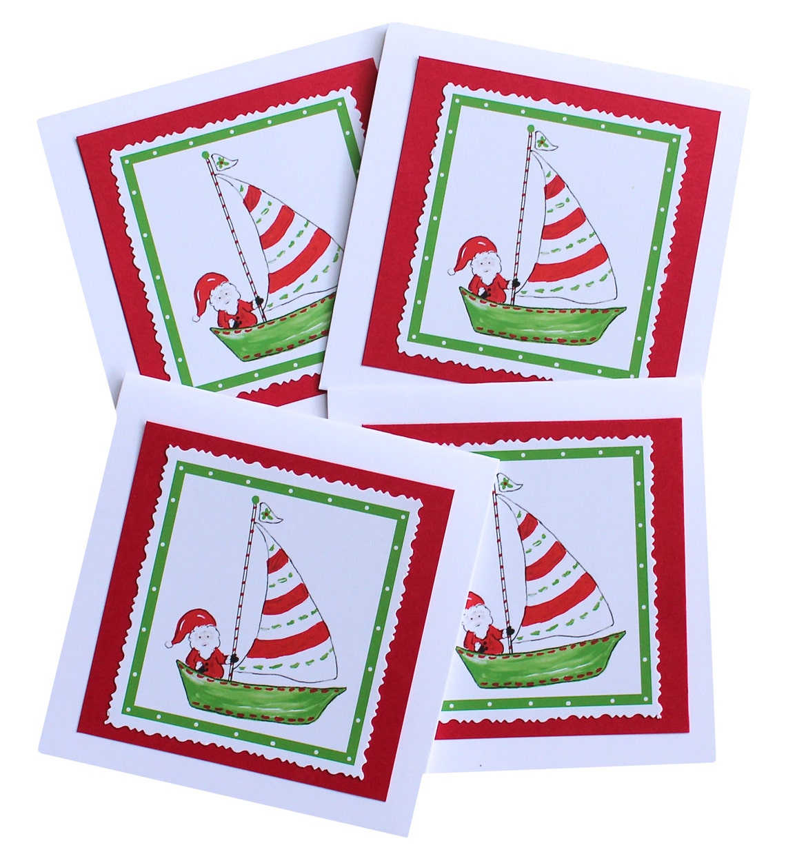 Sailing Santa Nautical Christmas Card Set of 4 - Etsy