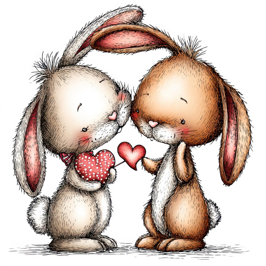 Cute Valentine Clip Art (107 PNG) – Shy Bunny Heart Gift for Valentine ...