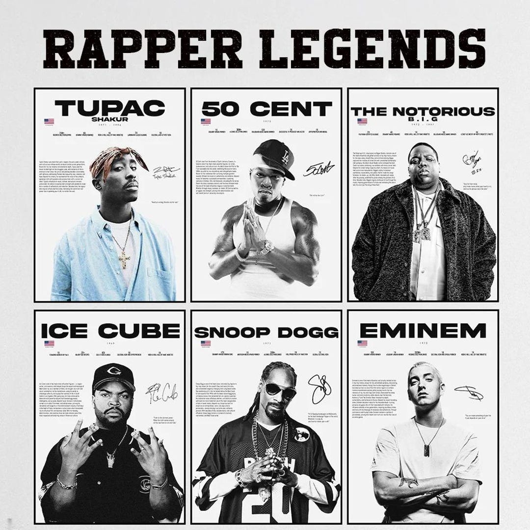 Rapper Legends Poster Collection – Tupac, Biggie Smalls, Snoop Dogg ...