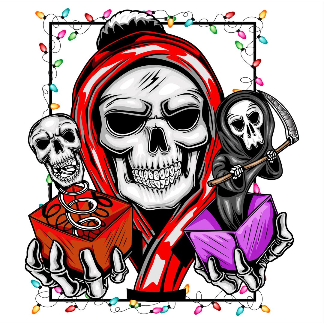 Creepy Christmas Grim Reaper PNG Gothic Santa Skull Sublimation Design ...