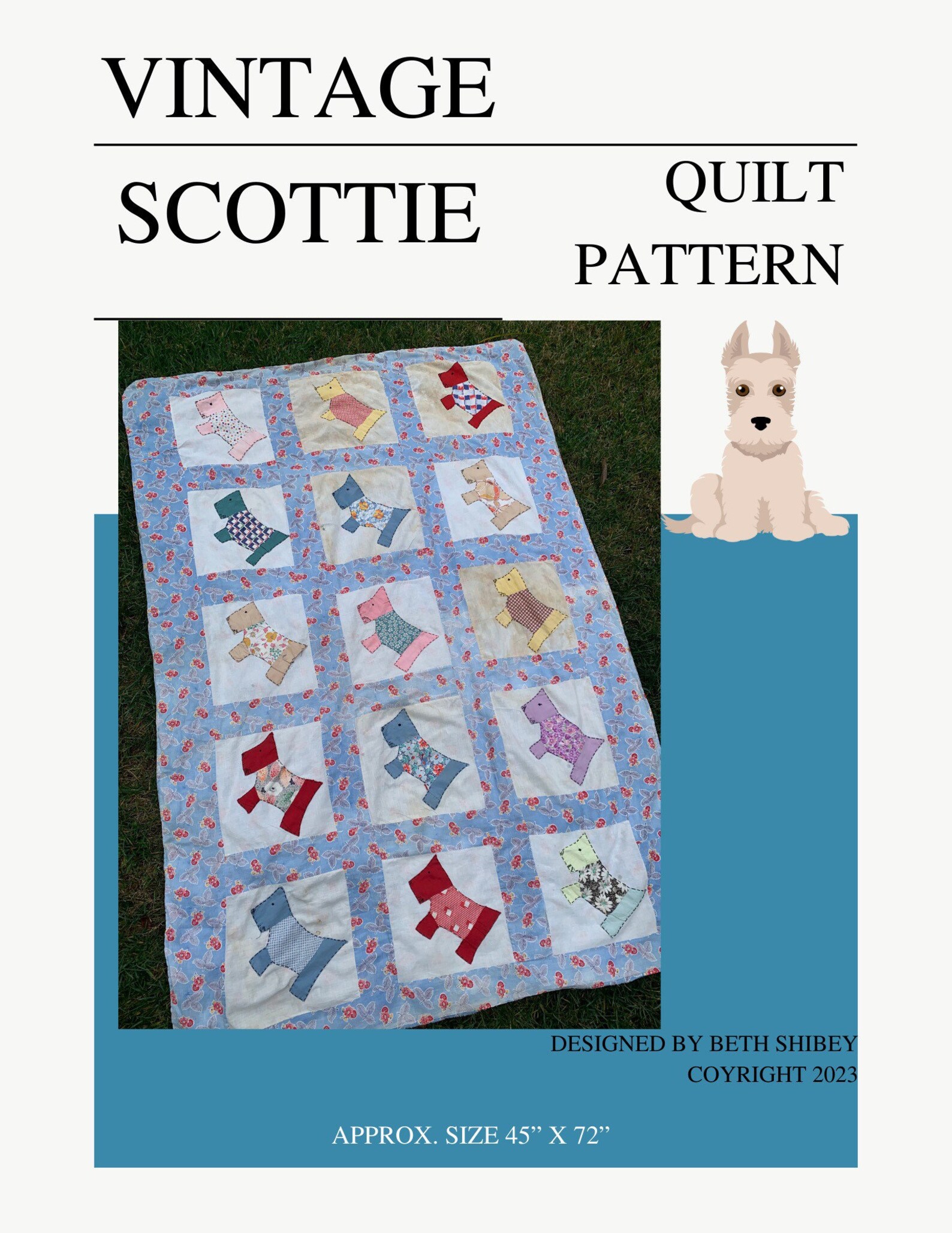 PDF Quilt Pattern Vintage Scottie Dog Applique Quilt - Etsy
