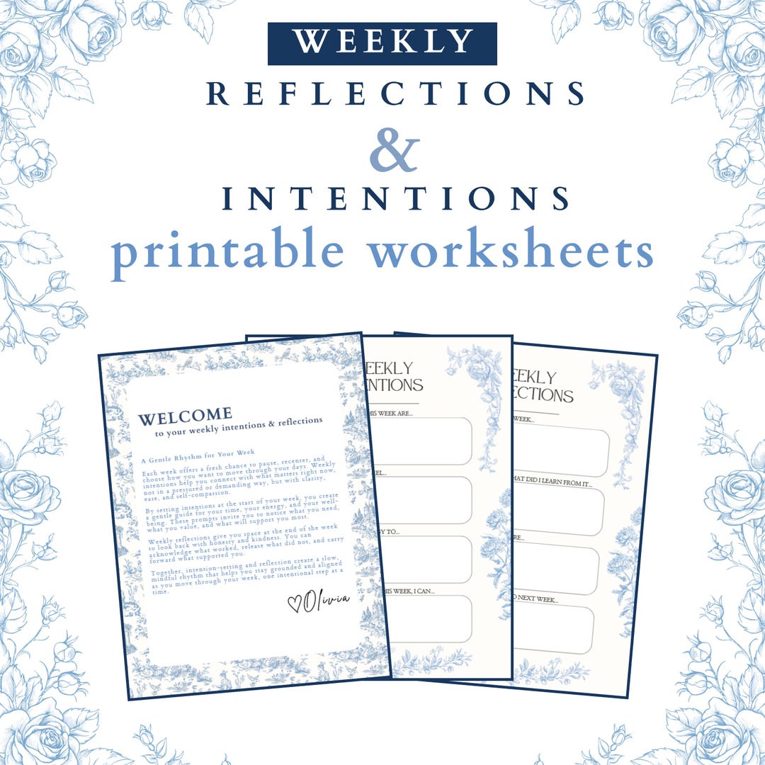 Weekly Intentions & Reflections | Printable Worksheets | Mindful Weekly ...