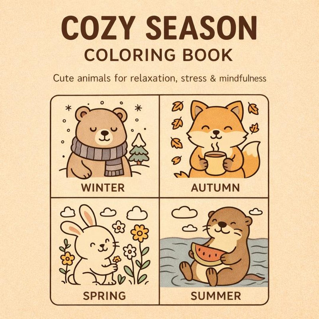 Cozy Seasons Coloring Book Printable - Etsy