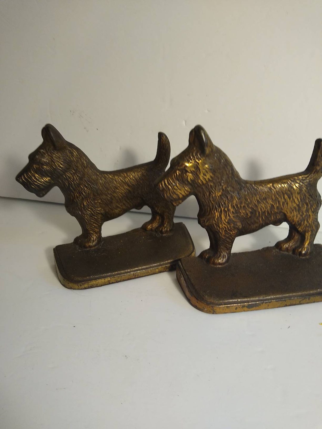 Pair 1920's Hubley Metal Cast Iron Scotty Dog Bookends Terrier Bookends ...