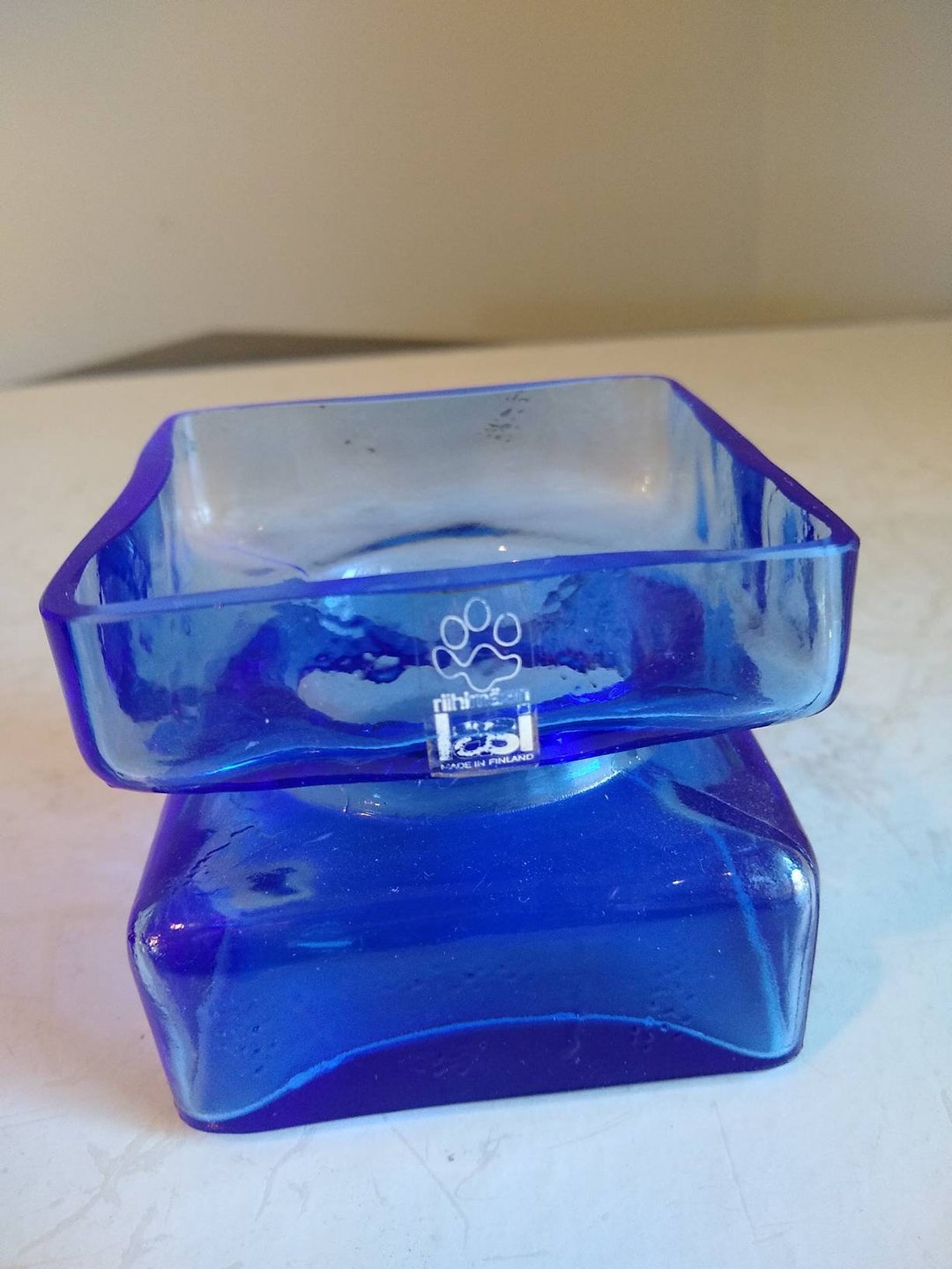 Vintage Riihimaki Riihimaen Lasi 3 Blue Glass Pala Vase by Helena ...