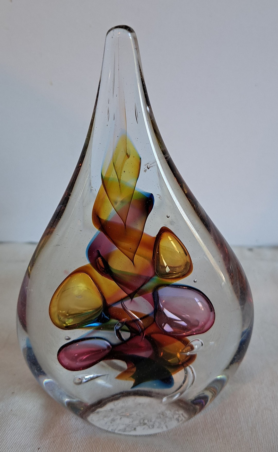Marian Pyrcak Glass Teardrop Paperweight From Poland 6 Inches Tall ...