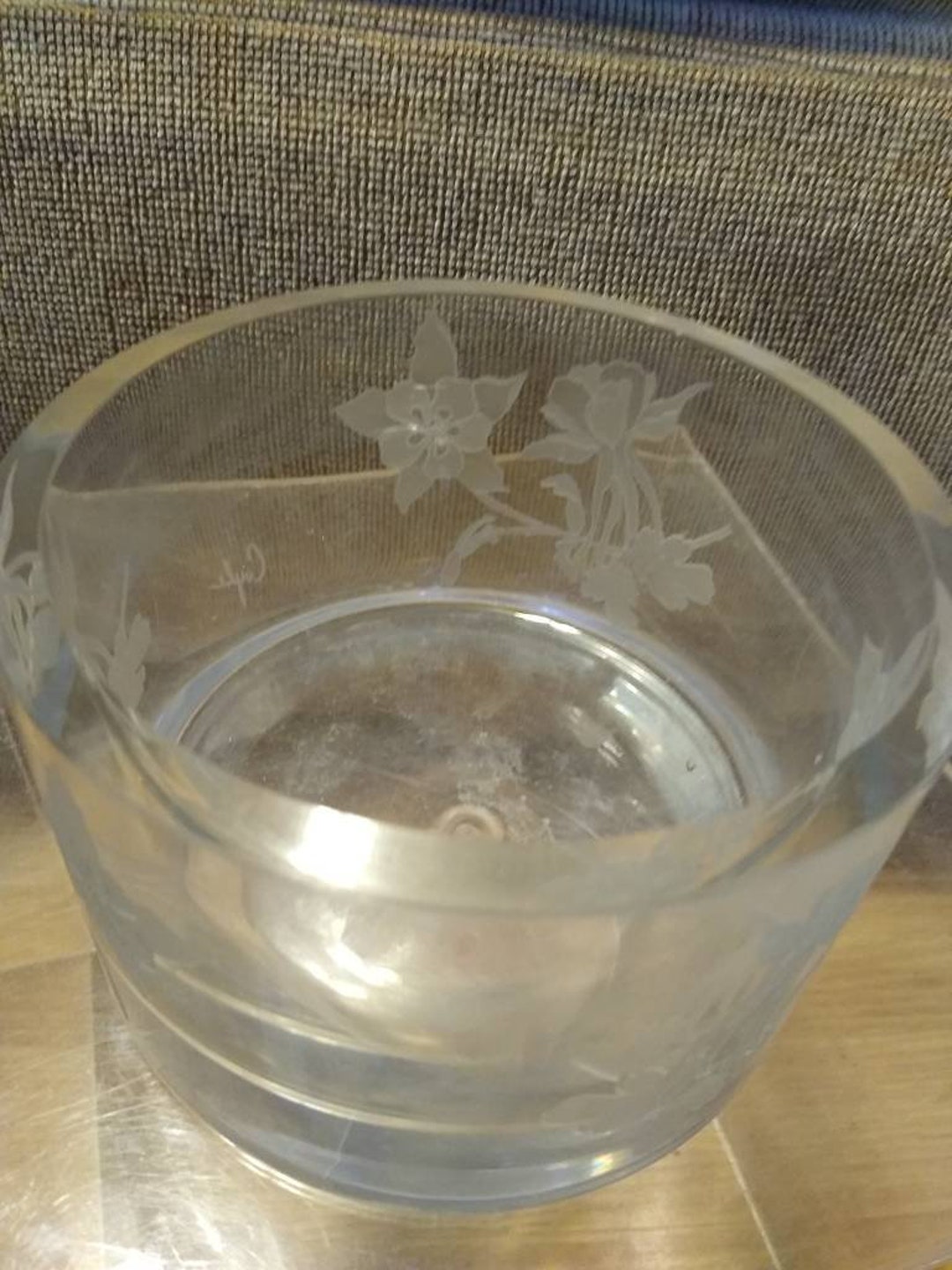 Vintage Signed Perry Coyle Glass Bowl With Gorgeous Flower Pattern 5 ...