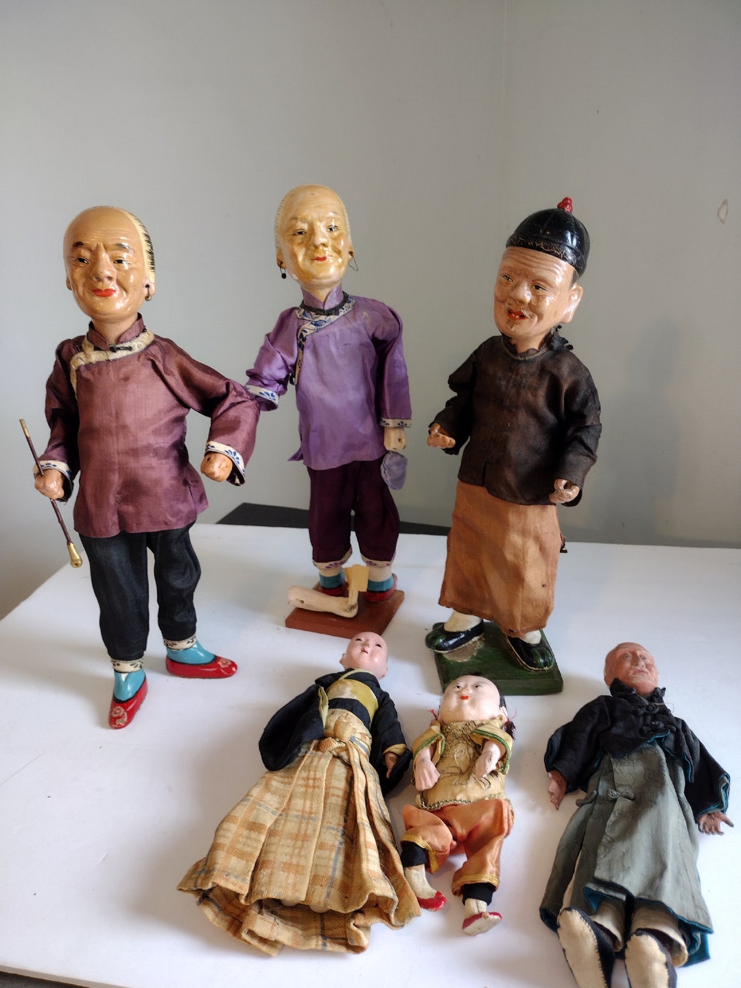 Lot of Six Antique Chinese Asian Dolls 1930's or Earlier Vintage ...