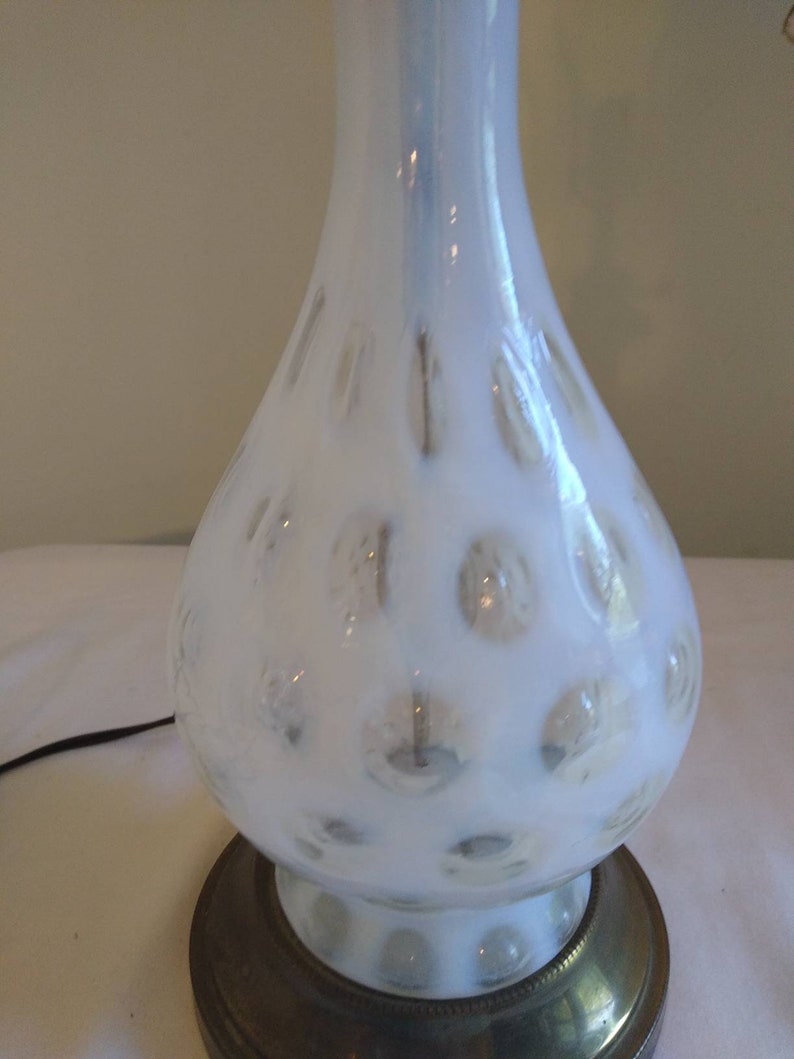 Vintage Fenton Coin Dot White Lamp Large Table Living Room - Etsy
