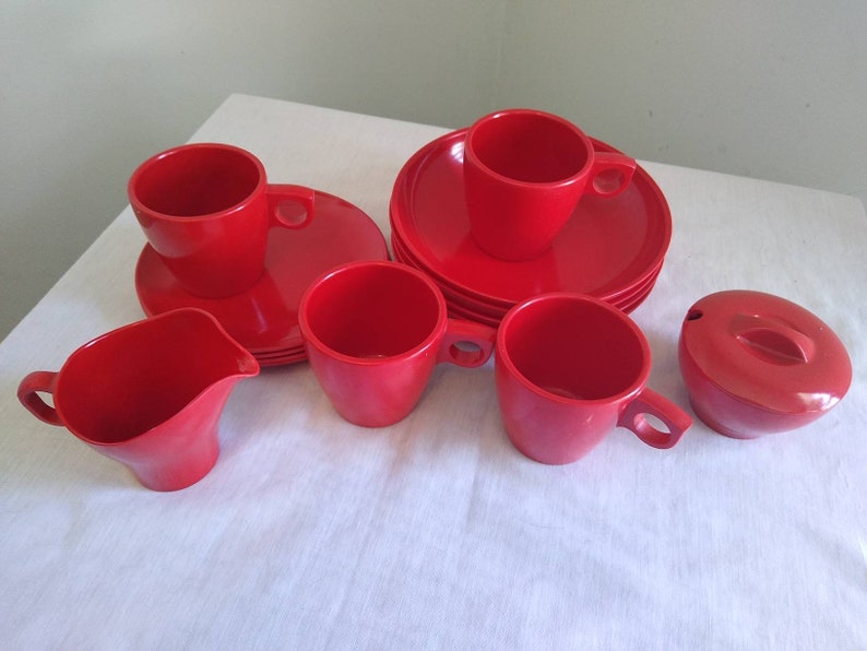 Wonderful Red Set of Vintage Boontonware Melmac Mid Century - Etsy