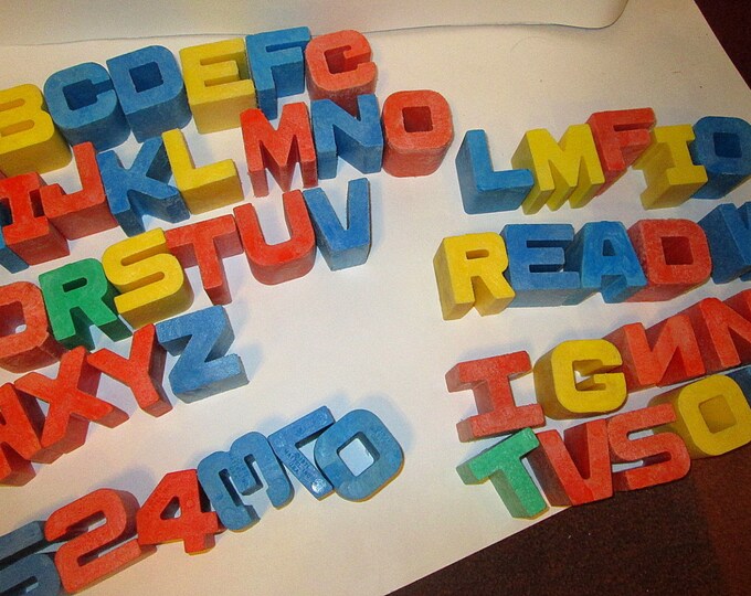 Vintage Mattel Alphabet Tuff Stuff 3D Blocks 1971 Learn to Read Spell ...